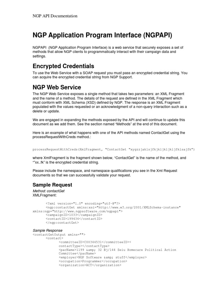 NGP Api | PDF | Application Programming Interface | Xml