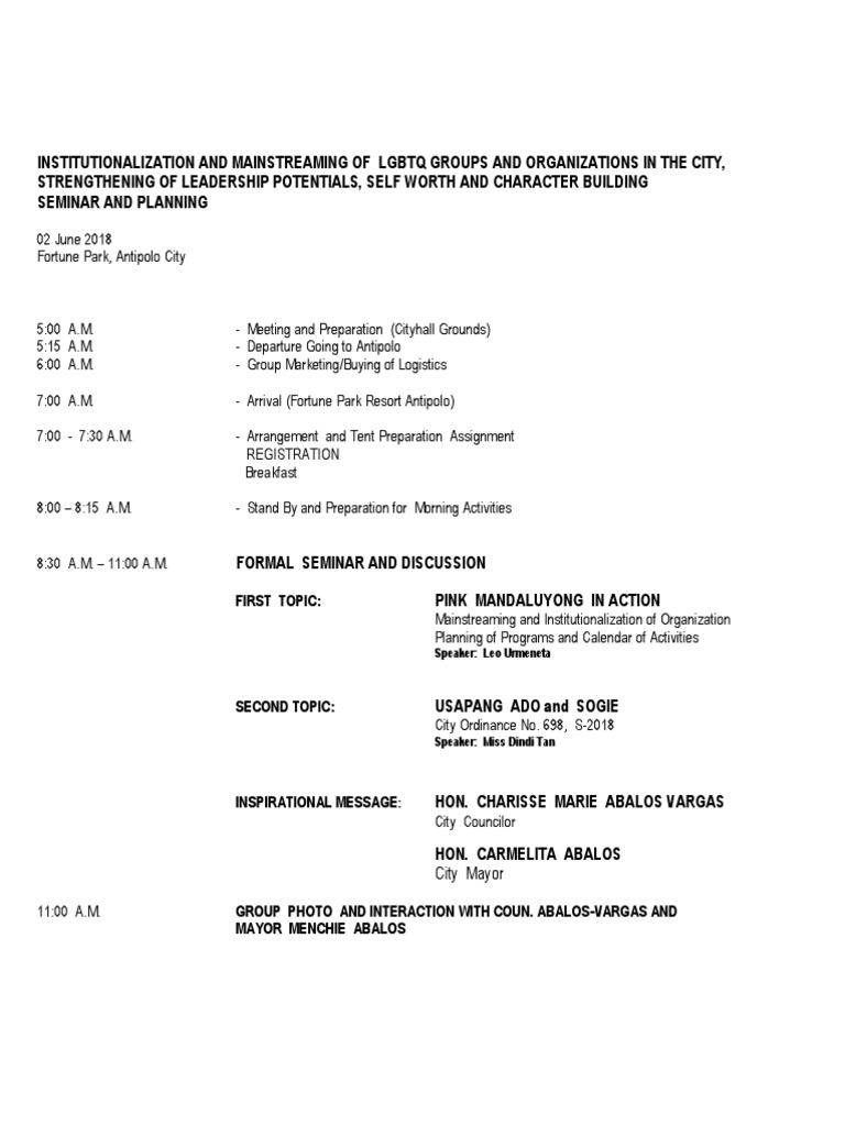 Program of Activities | PDF