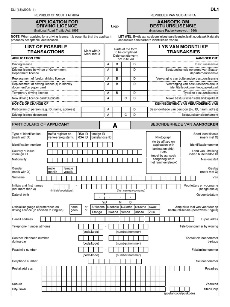 Application For Driving Licence (Form DL1) PDF | PDF | Identity Document | Driver's License