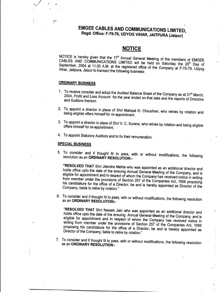 Emgee Cables & Communications LTD AR | PDF