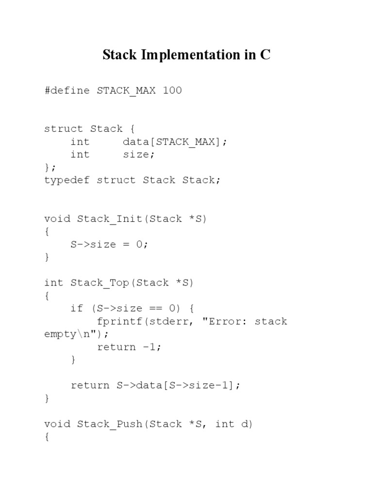 Stack in C | PDF