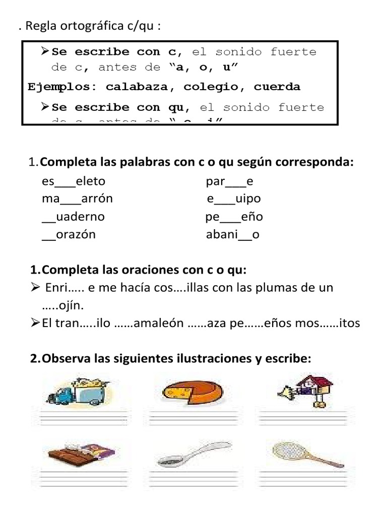 Regla Ortográfica C - Qu | PDF
