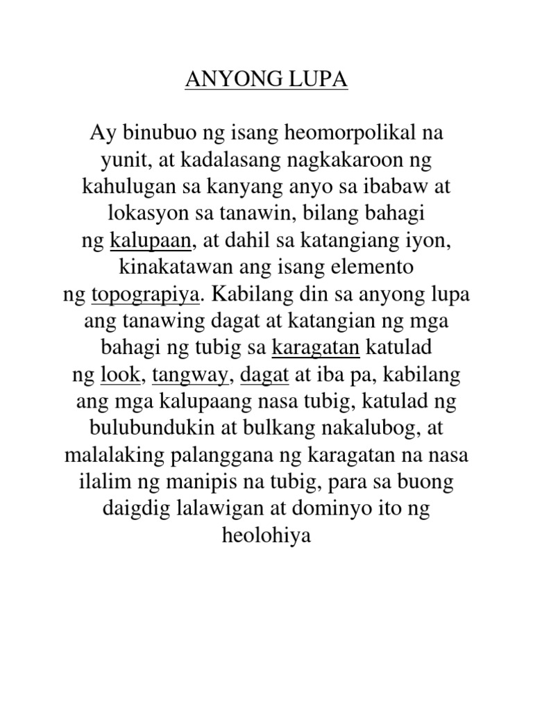 Anyong Lupa | PDF