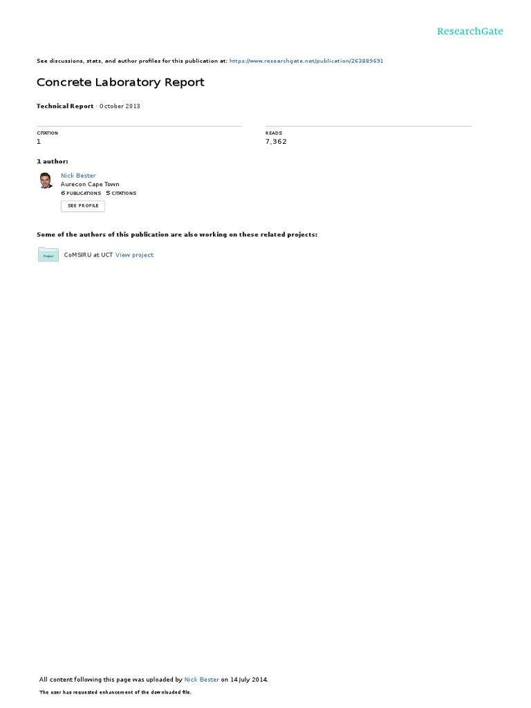 Concrete Mix Design Lab Report | PDF | Concrete | Sand