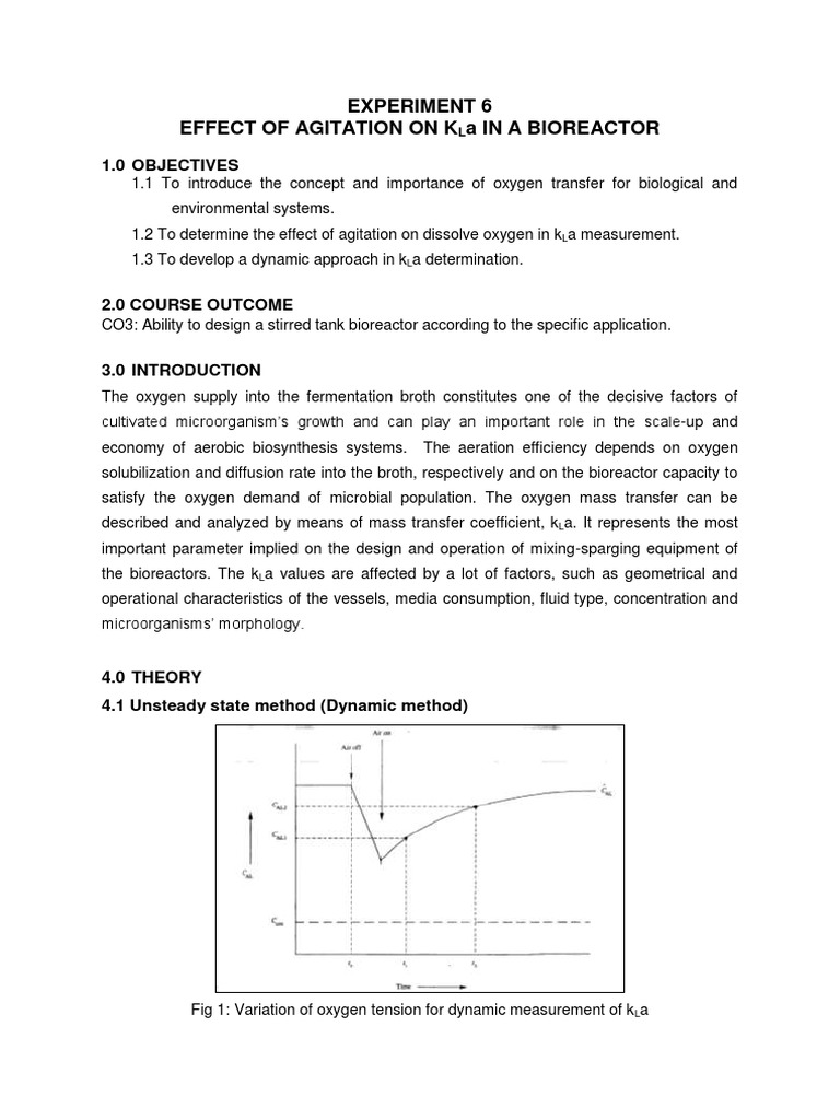 Experiment 6 - Kla Determination | PDF | Nature | Applied And ...