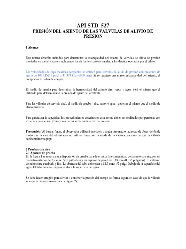 API 527 Español | PDF | Presión | Agua