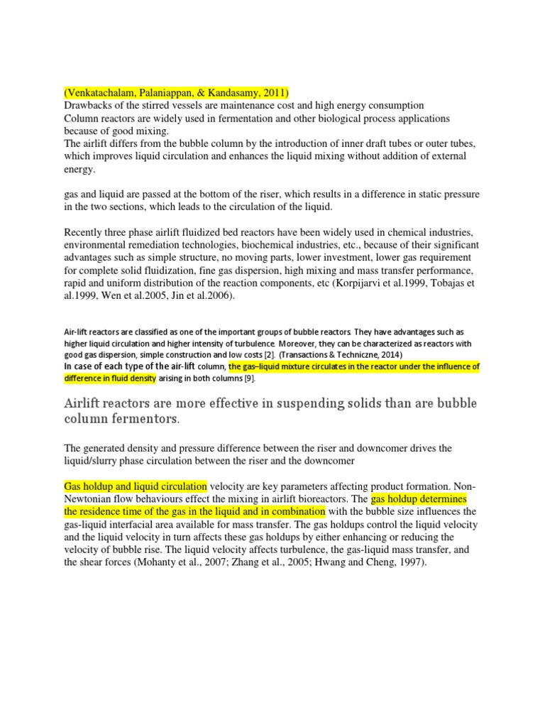 Notes For Selection of ALR Type | PDF | Chemical Reactor | Foam