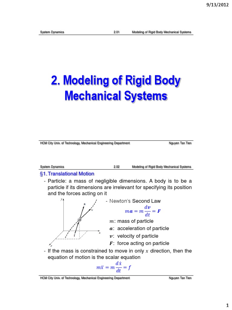 Ch.02 Modeling of Rigid Body Mechanical Systems - 2 | PDF | Rotation ...