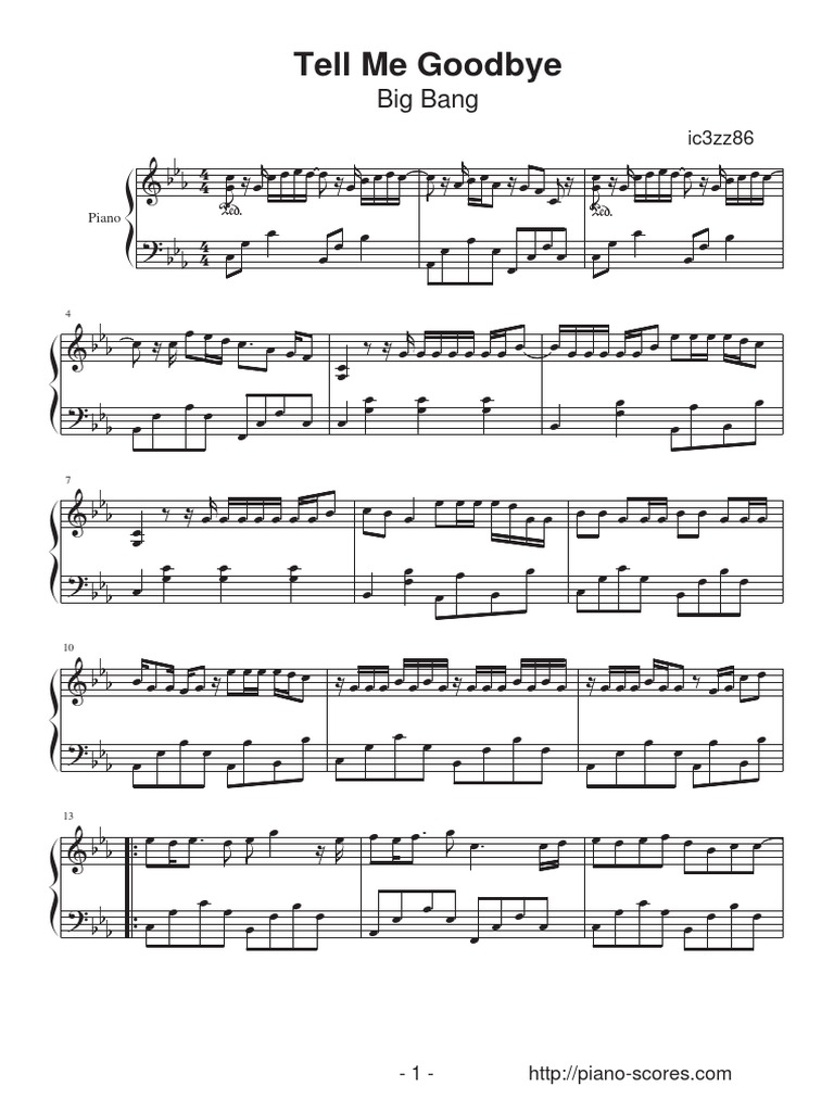 Big Bang - Tell Me Goodbye (Ic3zz86) | PDF