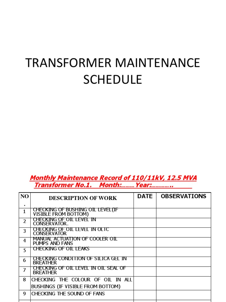 Transformer Maintenance Guide | PDF