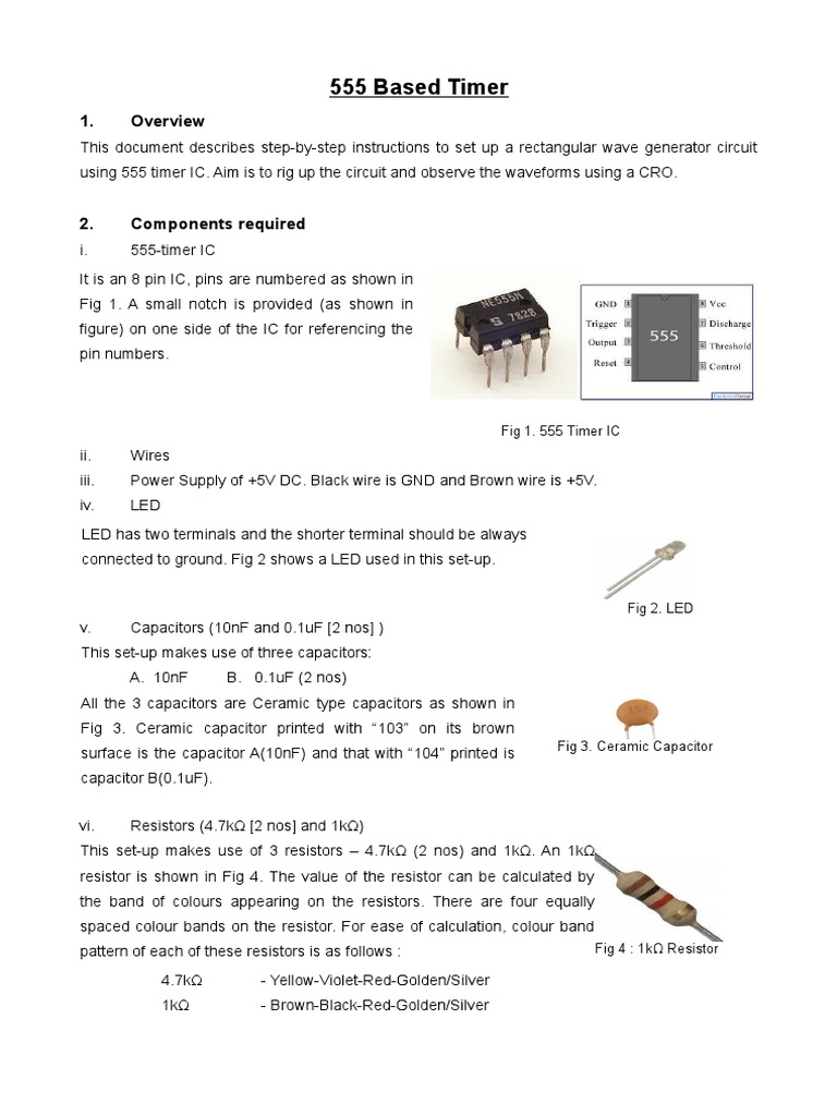 555 Timer Setup Mannual | Download Free PDF | Electronic Circuits ...