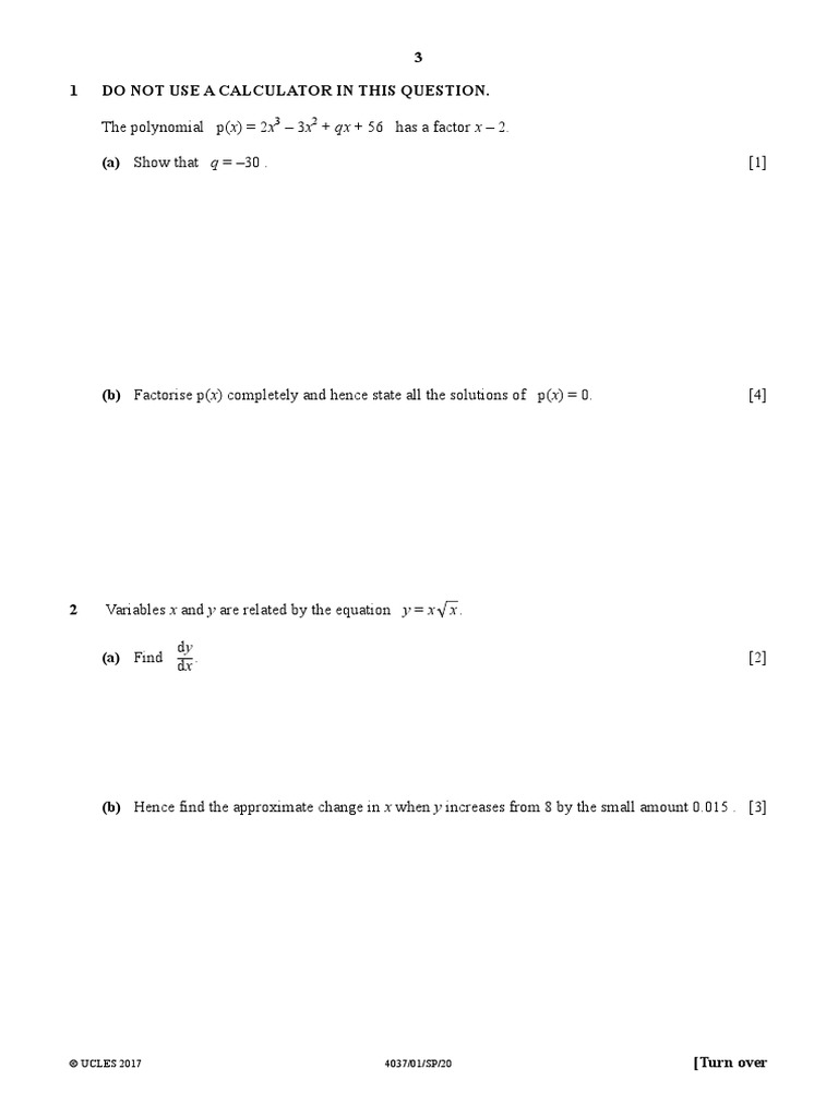 2020 Specimen Paper 1 | PDF | Factorization | Mathematical Objects