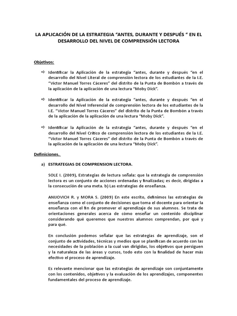Estrategias de Lectura: Antes, Durante y Después | PDF | Comprensión ...