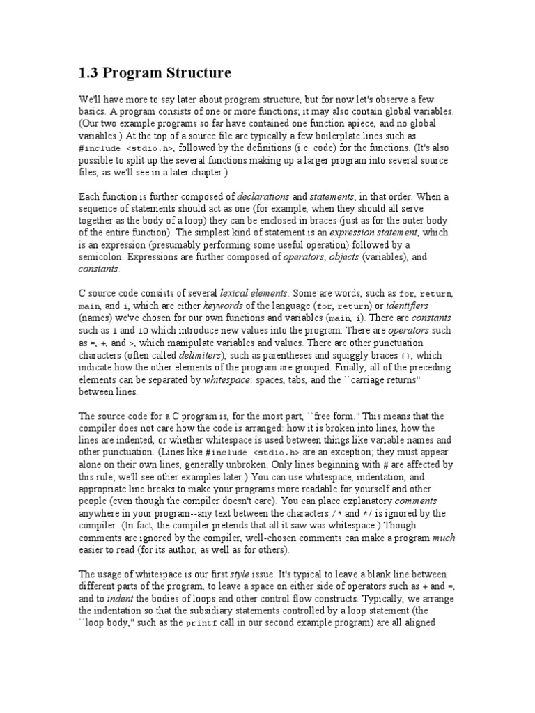 1 - 3 Program Structure | PDF | Variable (Computer Science) | Control Flow