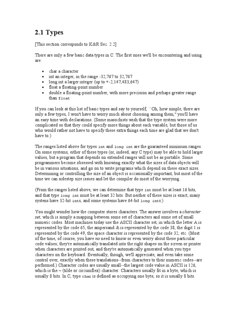 2 1 Types | PDF | Integer (Computer Science) | Data Type