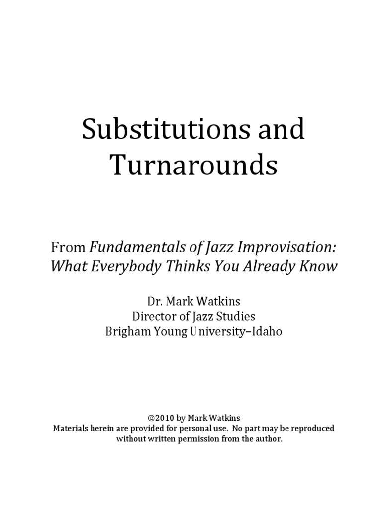 13 Substitutions and Turnarounds | PDF | Musical Forms | Music Theory