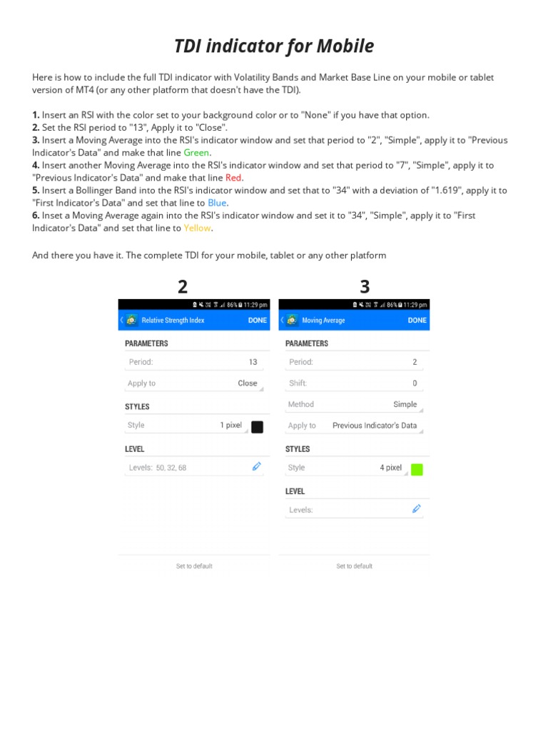 TDI Indicator Setup for Mobile | PDF