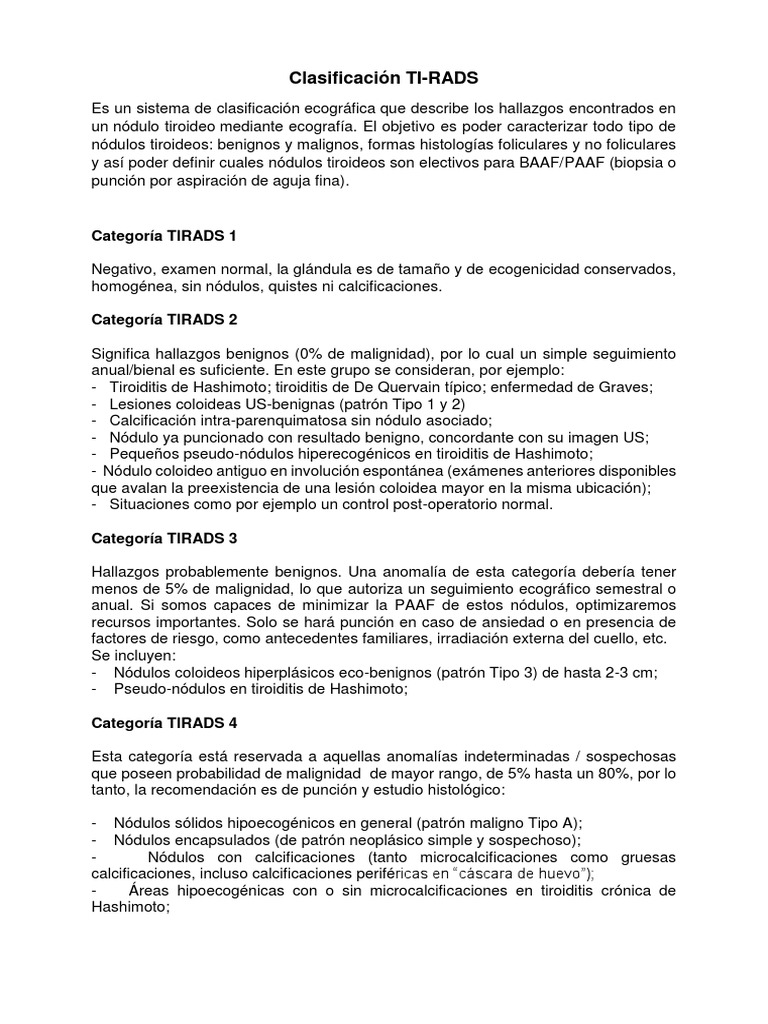 Clasificación TIRADS | PDF | Neoplasias | Tiroides