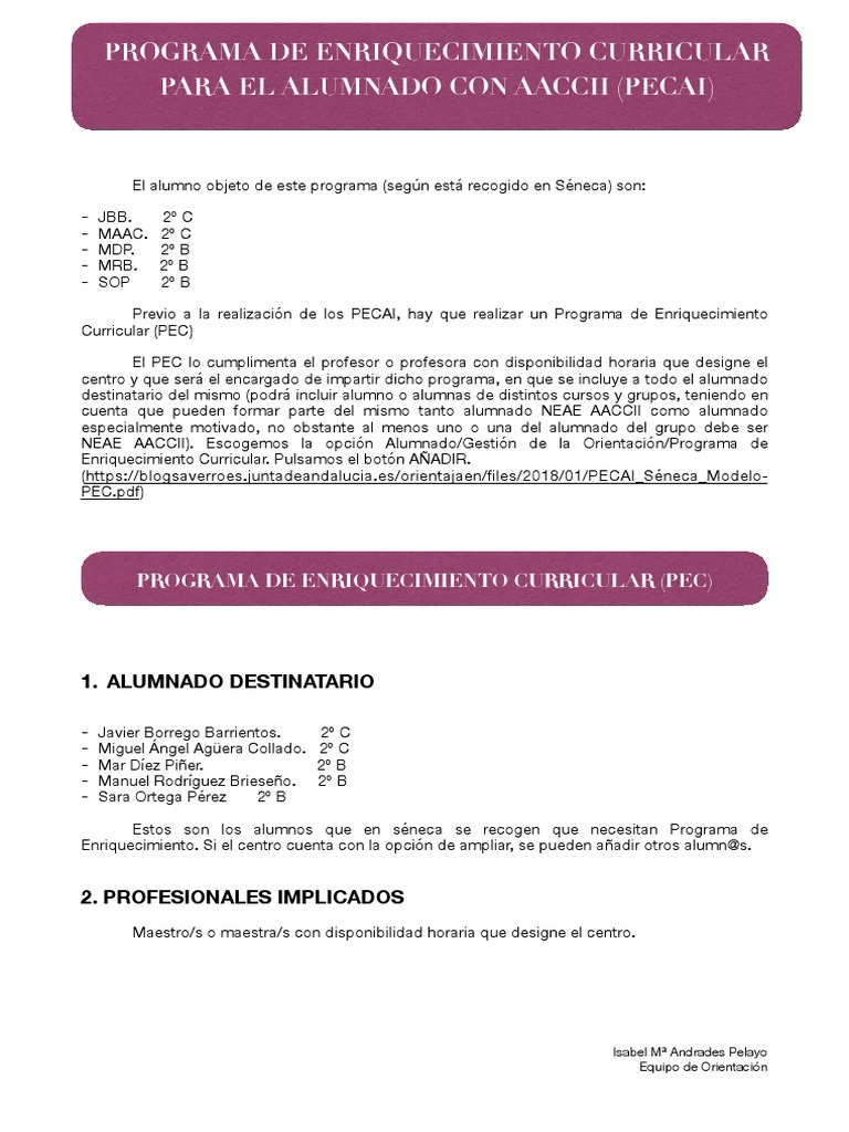 Documento Pecai: Pec | PDF | Creatividad | Enseñanza de matemática