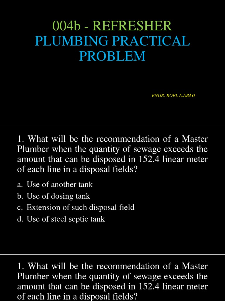 004b REFRESHER PRACTICAL PROBLEMS | PDF | Plumbing | Pipe (Fluid Conveyance)