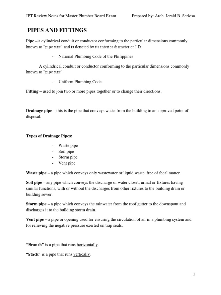Arch. Seriosa - JPT RMP Review Module PDF | PDF | Valve | Plumbing