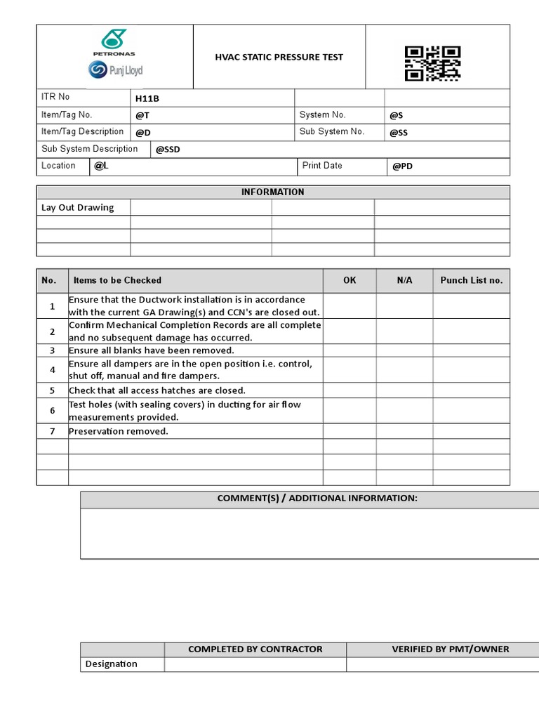 Hvac Static Pressure Test: @T @S @D @SS @SSD @PD | PDF | Duct (Flow ...