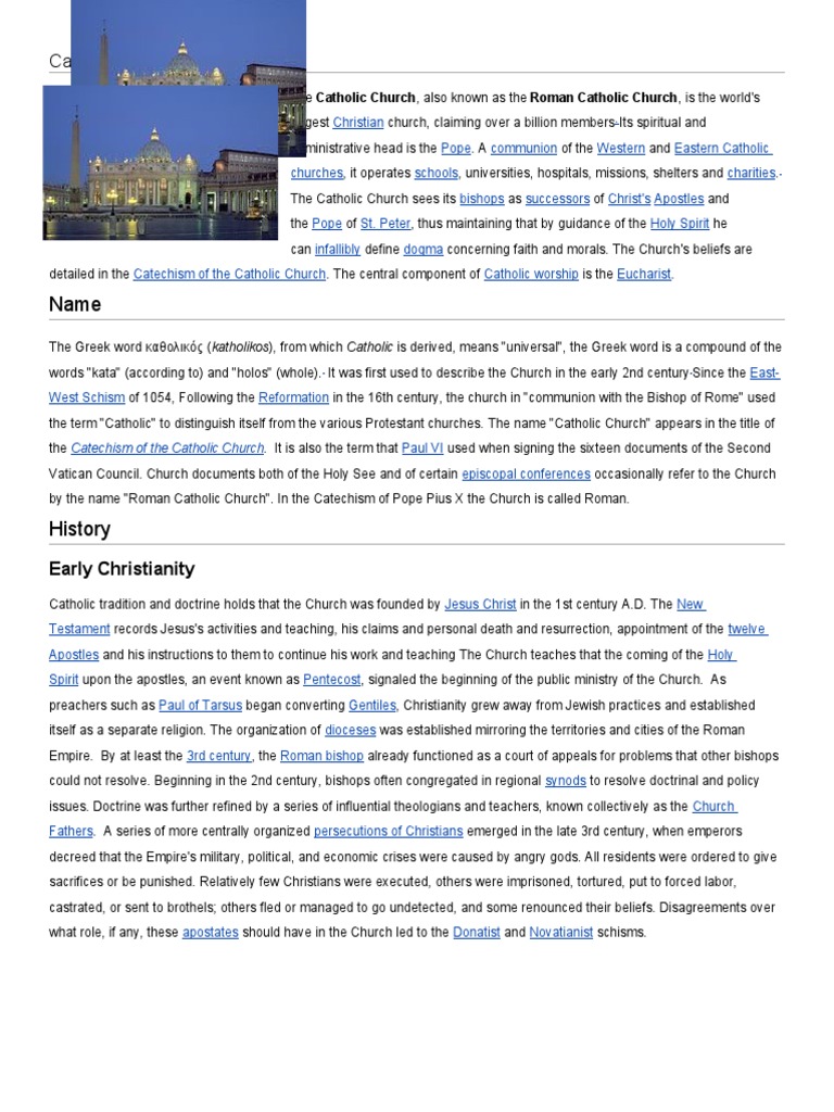 Catholic Church: Early Christianity | PDF | Catholic Church | Mary ...