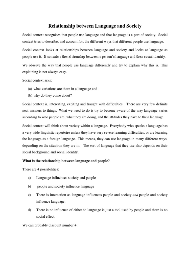Relationship Between Language And Society Pdf Accent