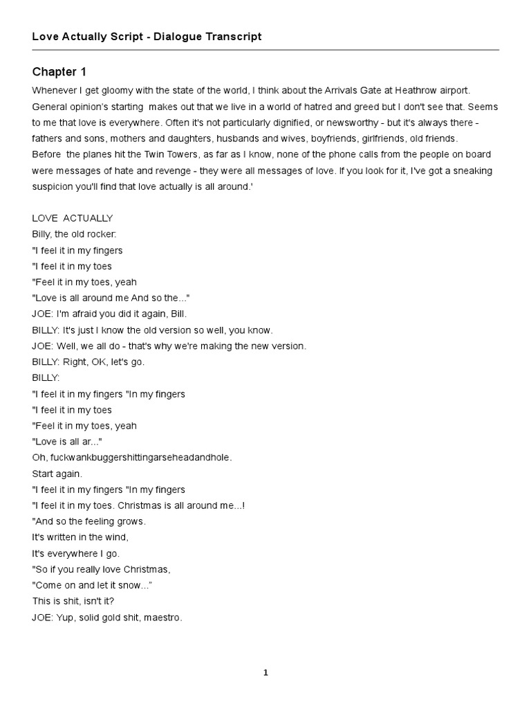 Love Actually Script | PDF