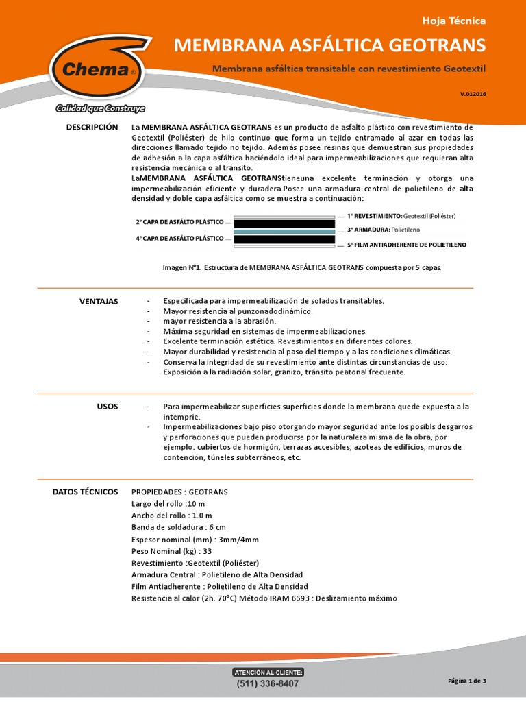 HT Membrana Asfaltica Geotrans - v012016 | PDF | Soldadura | Construcción