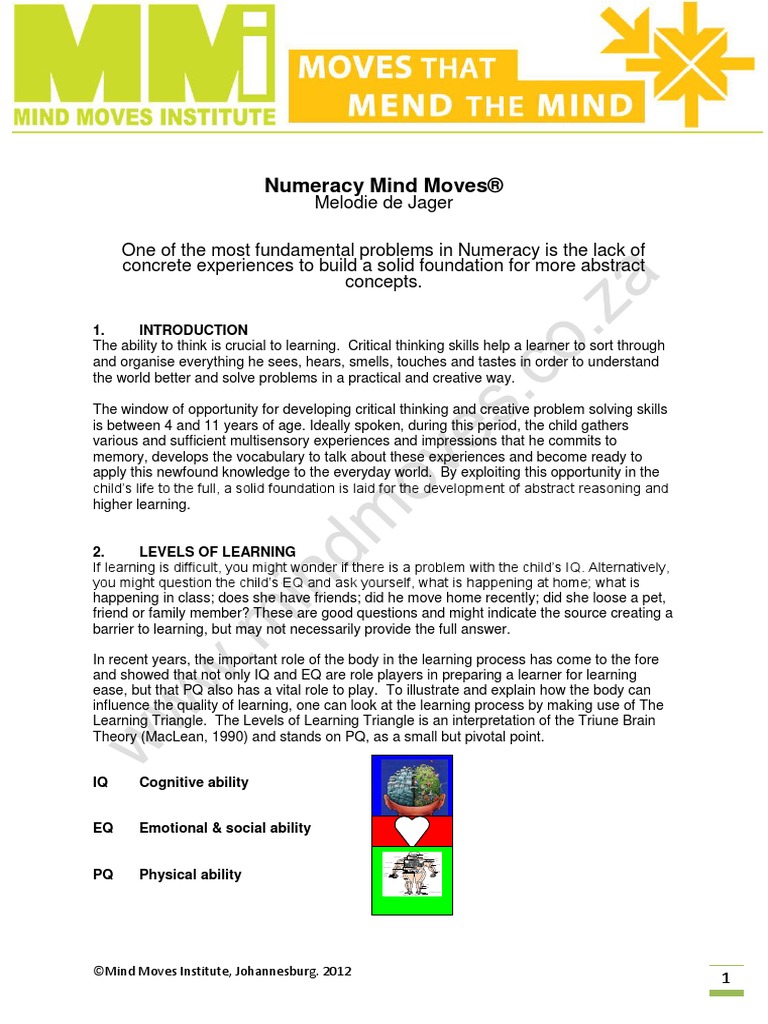 Numeracy Mind Moves | PDF | Perception | Memory