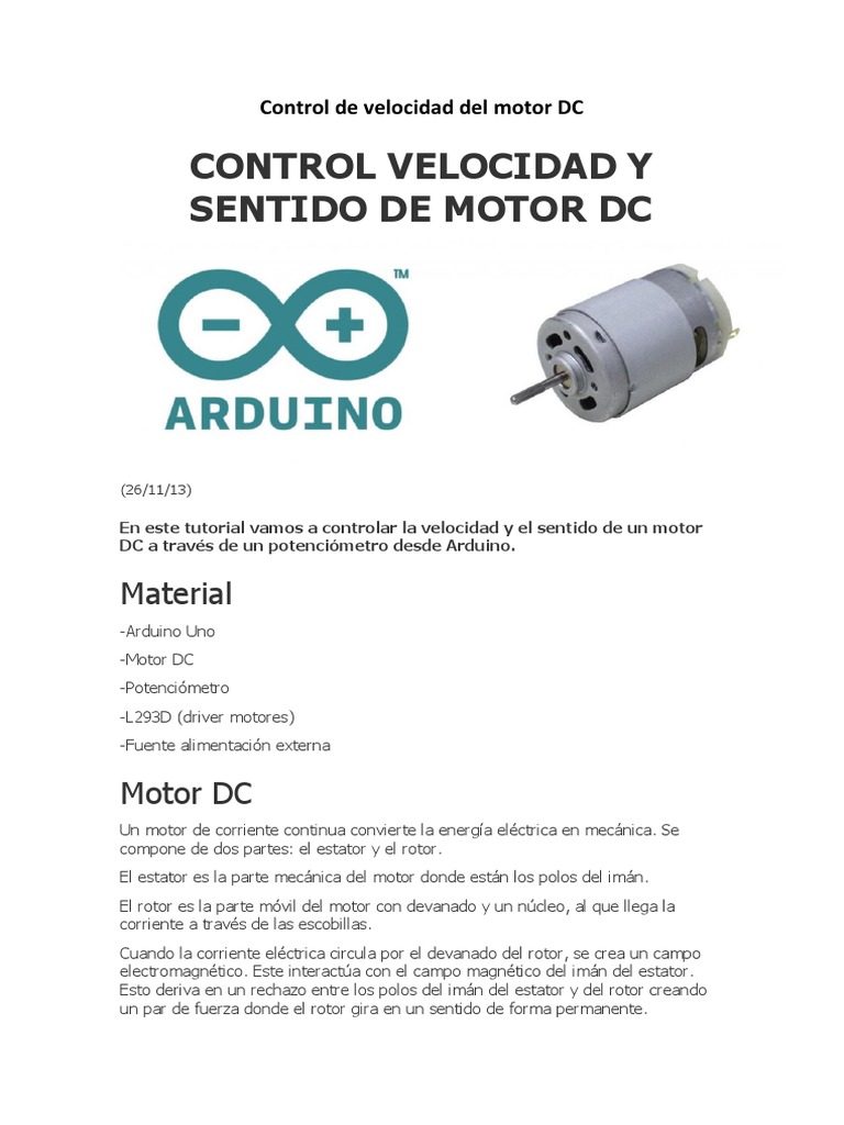 Control de Velocidad Del Motor DC | PDF | Electromagnetismo ...