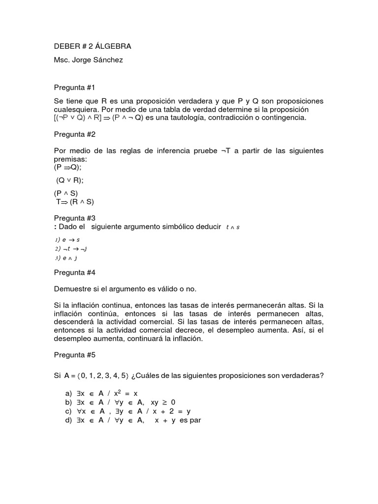 DEBER #2 Álgebra | PDF
