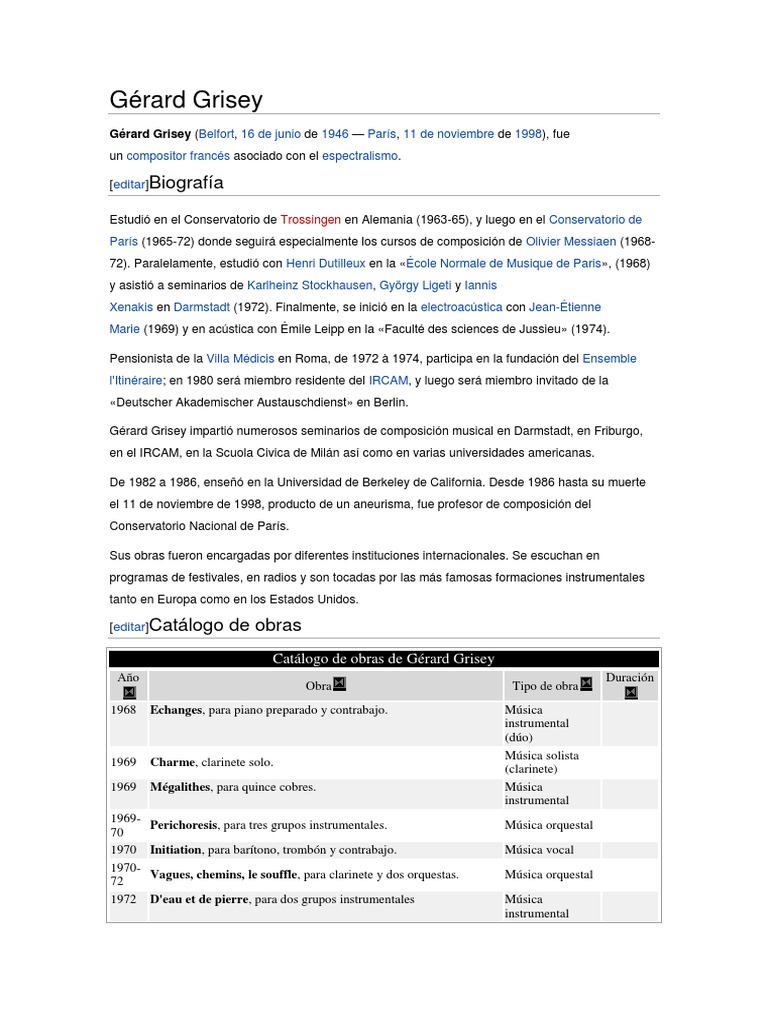 Gérard Grisey | PDF | Tradiciones de música clásica y artística ...