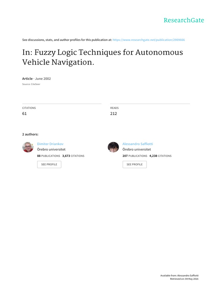 Fuzzy Logic in Autonomous Navigation | PDF
