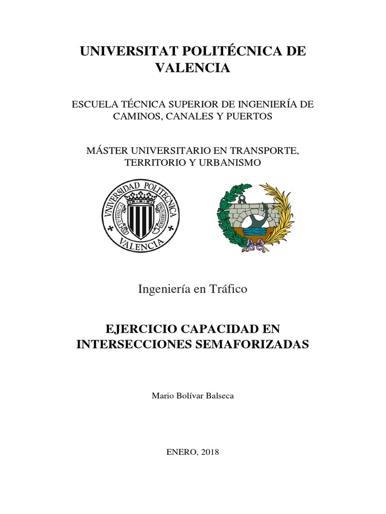 Mario Balseca Ejercicio Capacidad en Intersecciones Semaforizadas | PDF ...