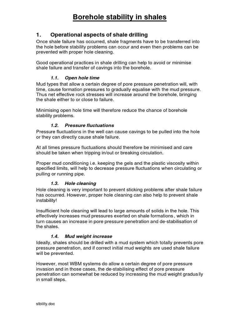 Bore Hole Stability in Shale | PDF | Permeability (Earth Sciences ...