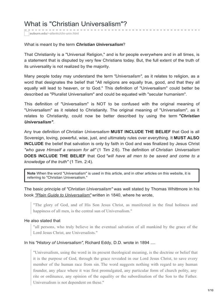 Understanding Christian Universalism | PDF | Universalism | God In ...