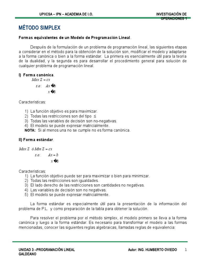 Método Simplex | PDF | Programación lineal | Áreas de informática
