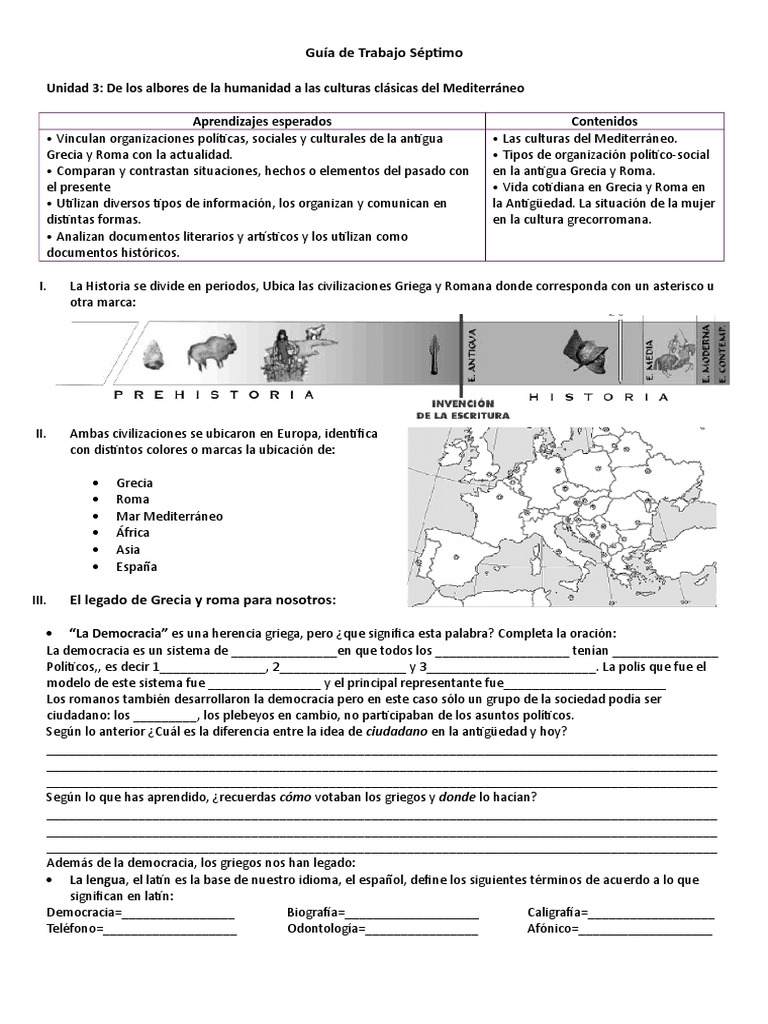 Guía de Grecia y Roma para 7° Básico | PDF | Antigua Grecia | Grecia
