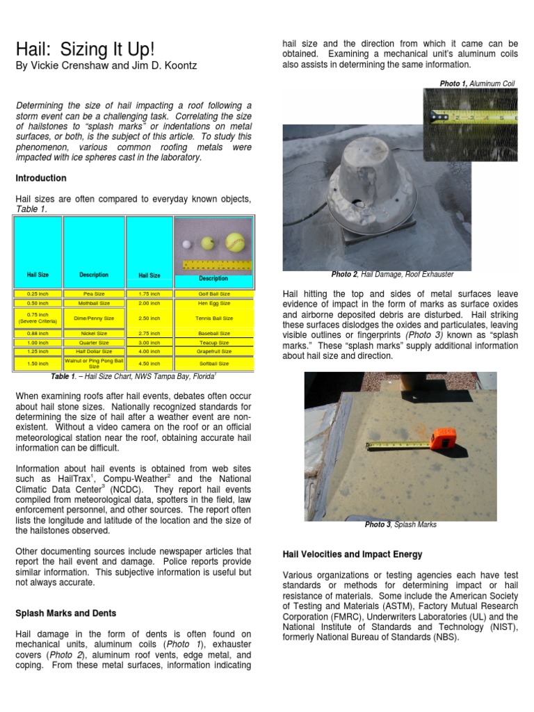 Hail Size | PDF | Hail | Sheet Metal