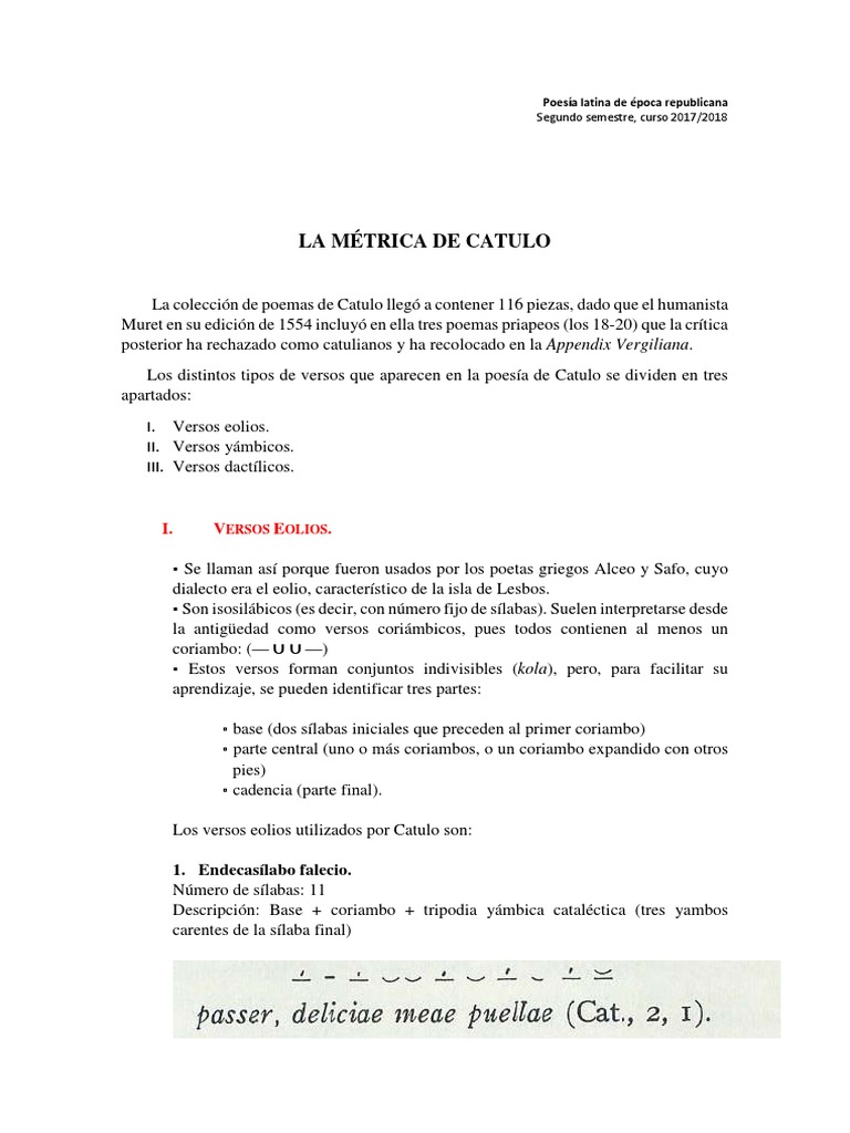 Métrica en la poesía de Catulo | PDF | Poética | Forma poética