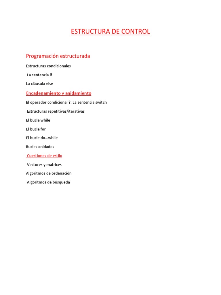 Estructura de Control | PDF | Flujo de control | Programa de computadora