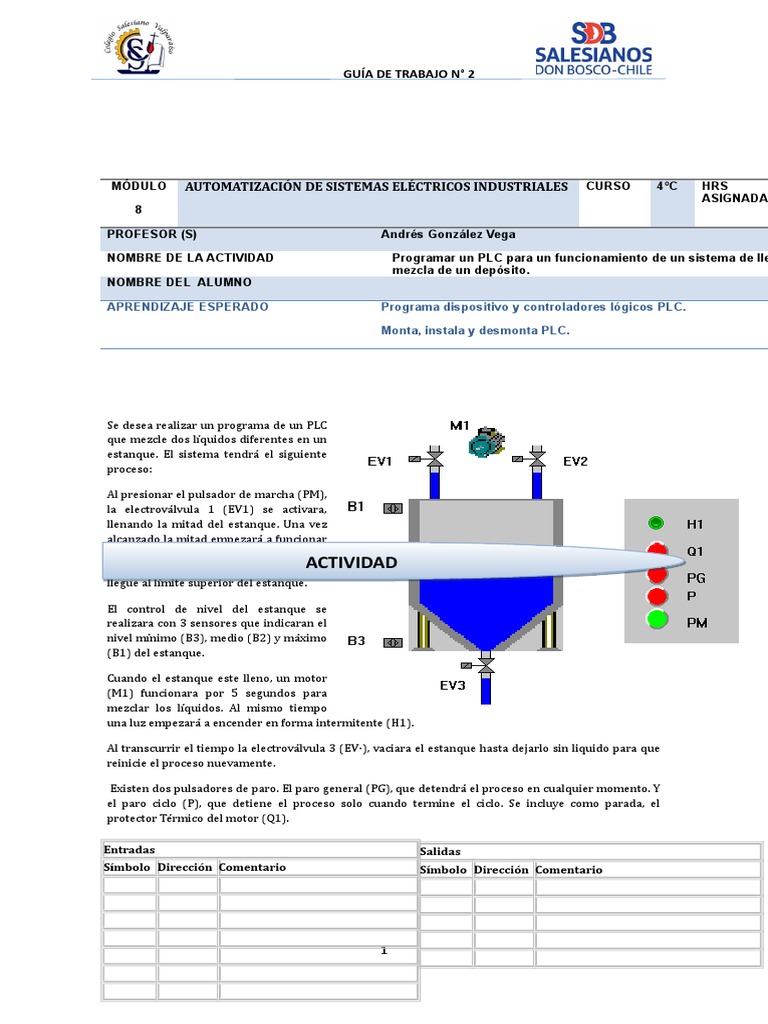 Programación de PLC para Mezcla de Líquidos | PDF | Controlador lógico ...