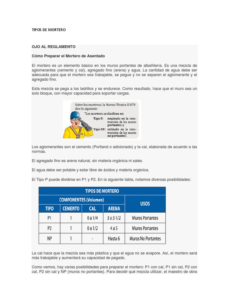 Tipos de Mortero | PDF