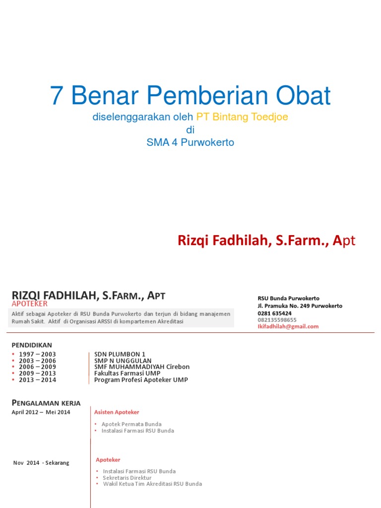7 Benar Pemberian Obat | PDF