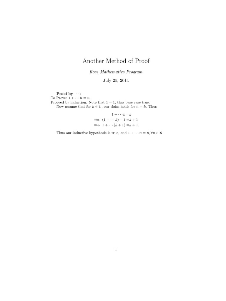 Induction Proof of Sum Formula | PDF | Teaching Methods & Materials