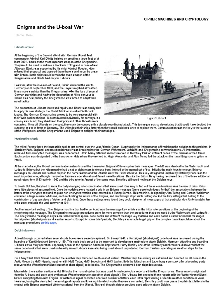 Enigma and The U-Boat War: Home Menu | PDF | Bletchley Park | Signals ...