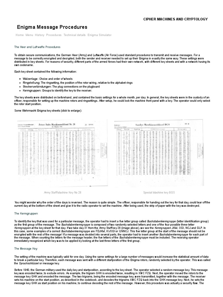Enigma Procedure | PDF | Computer Security Exploits | Military Communications