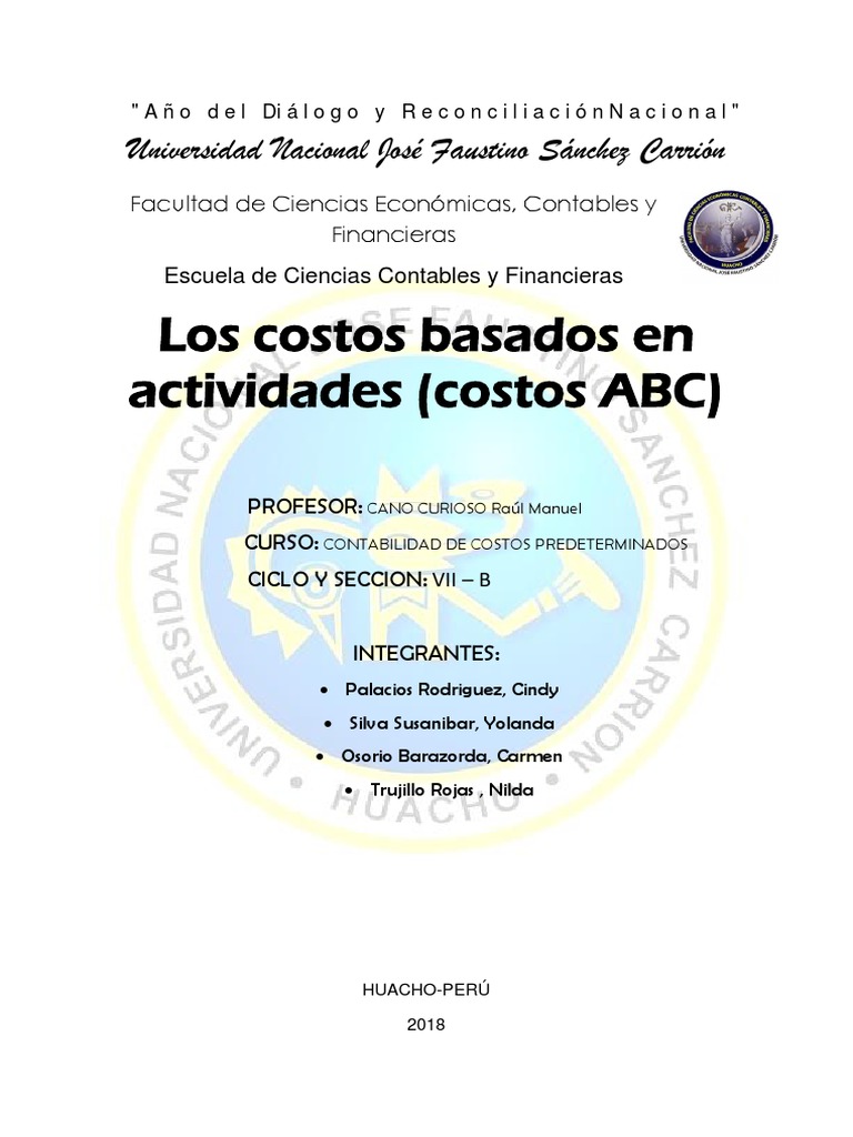 Trabajo De Costos Abc Con Caso Practico Pdf Costo Planificación